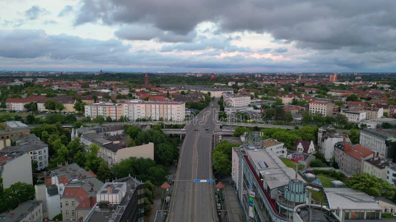 Berlin Sun Setting Skyline, Dramatic Clouds. Dramatic Aerial View ...