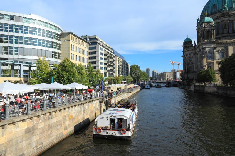 Berlin Spree stock image. Image of embankment, barge - 144040983