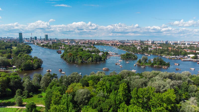 Berlin, Spreepark, River and Boats, View from Above Stock Photo - Image ...