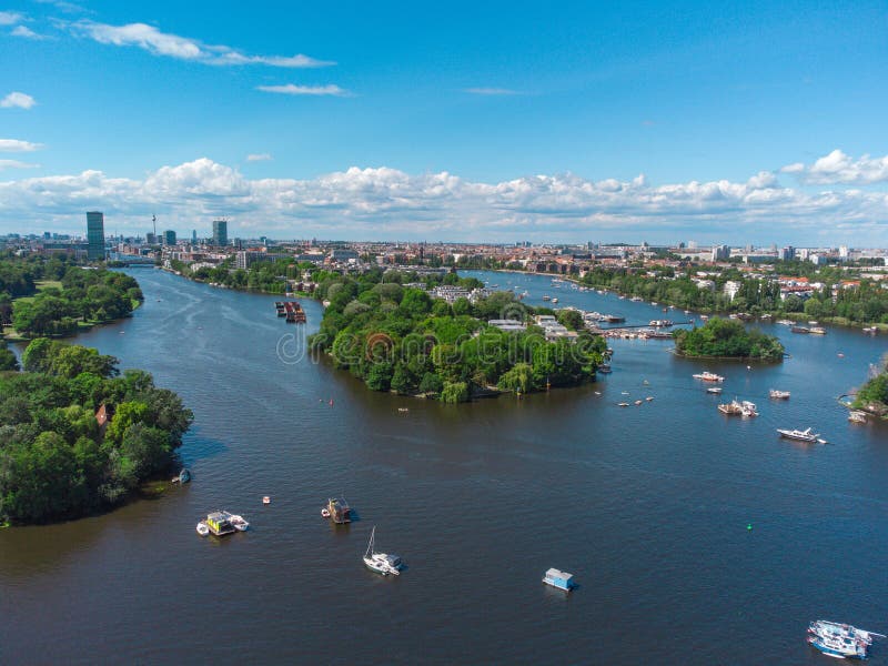 Berlin, Spreepark, River and Boats, View from Above Stock Photo - Image ...