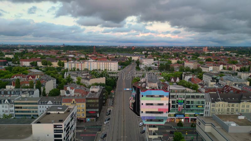 Berlin Sun Setting Skyline with Dramatic Clouds Amazing Aerial View ...