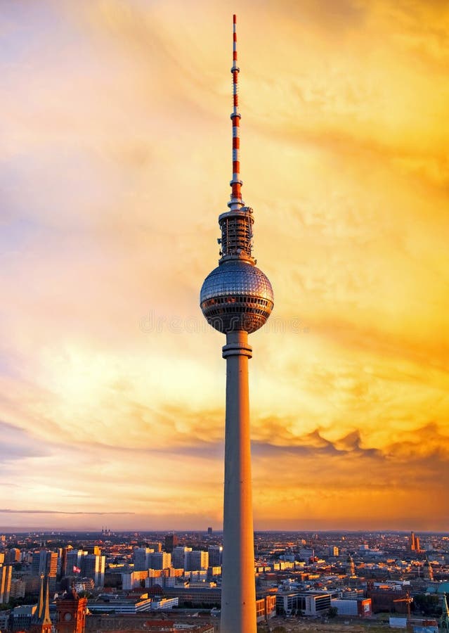 Berlin television tower stock image. Image of hall, dawn - 29102753