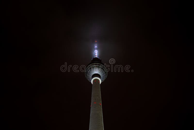 The Berlin TV Tower at Night Stock Photo - Image of city, evening ...