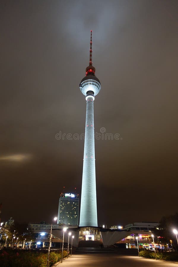 Berlin TV Tower at Night in October Stock Image - Image of building ...