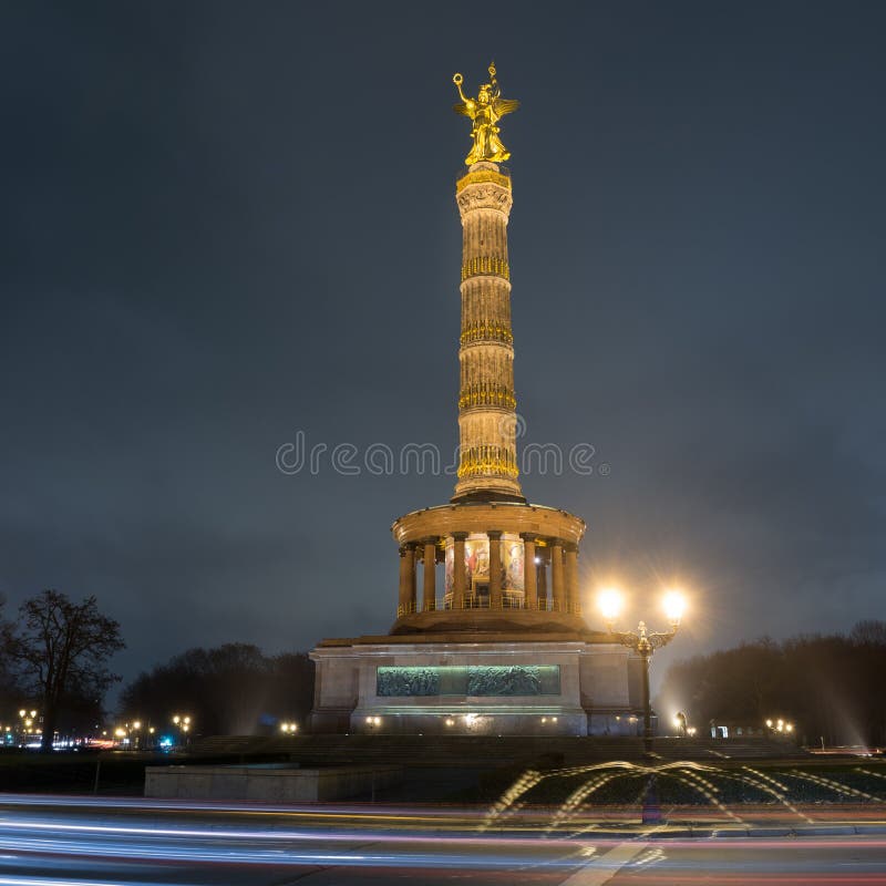 Berlin Victory Column at Night Editorial Photo - Image of tourism ...
