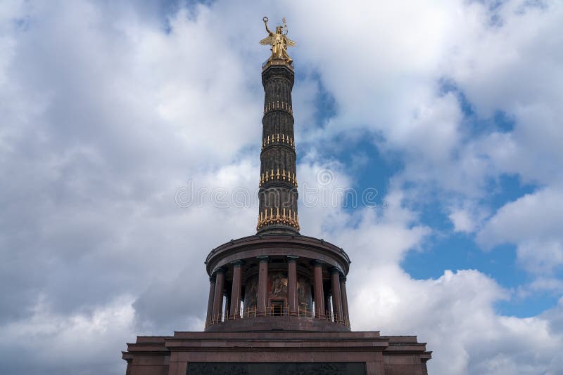 Berlin Victory Column with a Cloudy Sky Stock Photo - Image of capital ...
