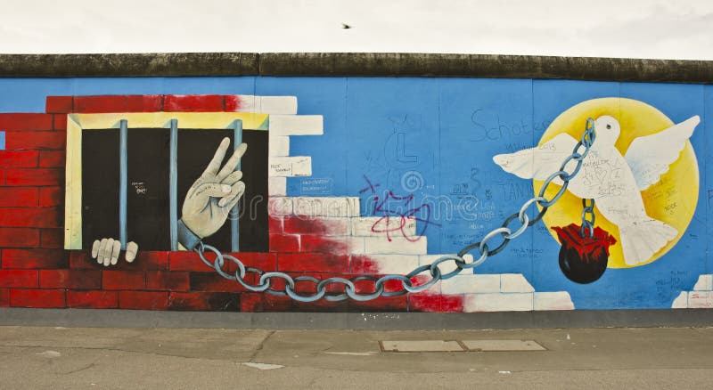 Berlin Wall artwork editorial photography. Image of german - 57446432