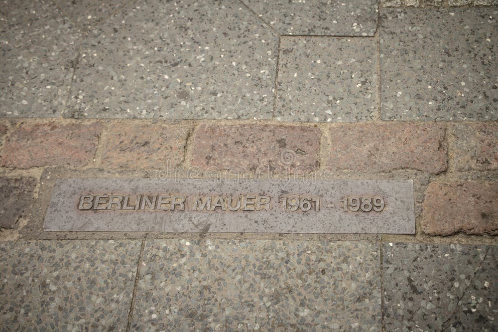 Berlin Wall Sign in the Sidewalk Which Indicates the Place of Th Stock ...