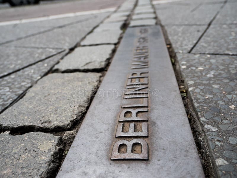 Berlin Wall Sign on the Street, Berliner Mauer Editorial Stock Image ...