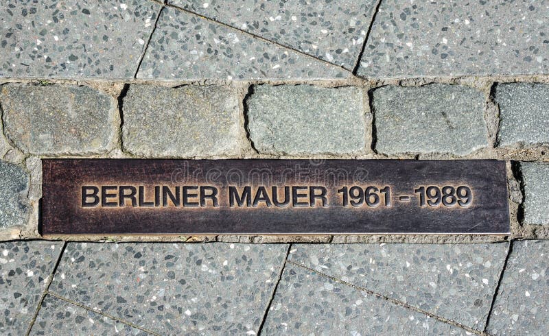 Berlin Wall Sign on the Street, Berliner Mauer Stock Image - Image of ...