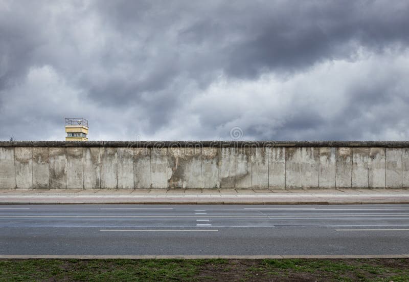 Berlin Wall with Watchtower from the Time of the Cold War Stock Image ...