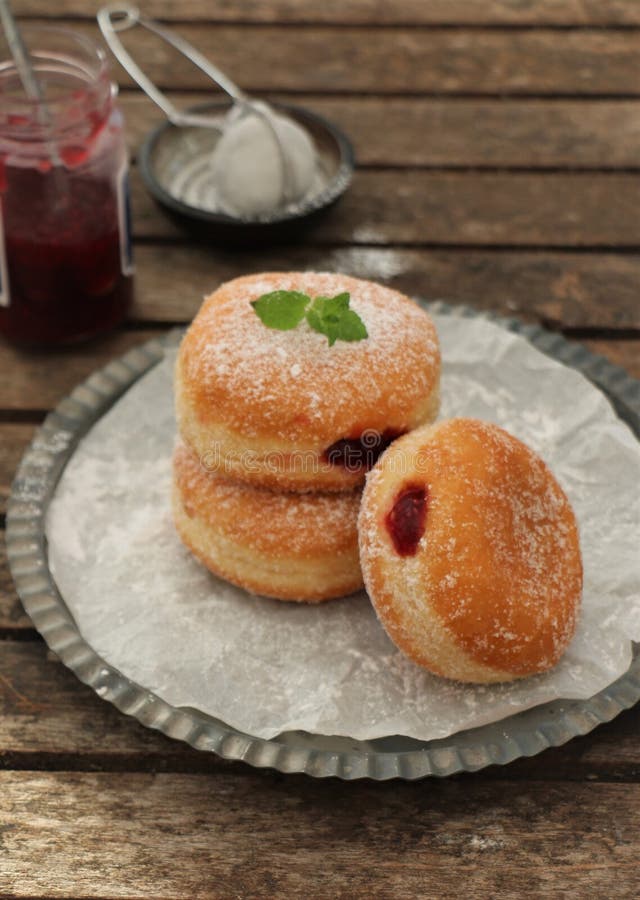Berliner, Bomboloni or Filled Donuts Stock Image - Image of snacks ...
