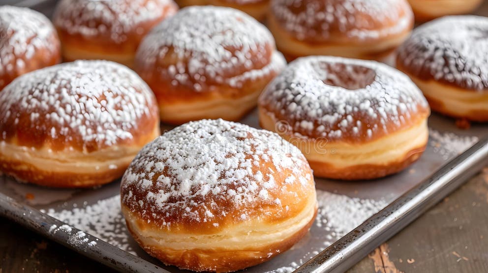 Berliner Donuts Krapfen Dusted with Powdered Sugar Stock Illustration ...