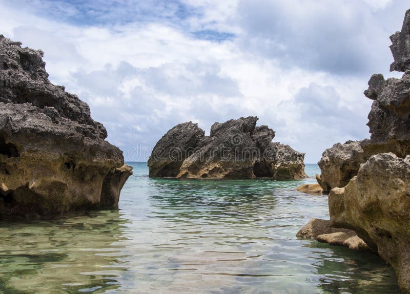 Bermuda Beach. stock image. Image of blue, cliff, landscape - 34994833