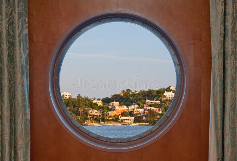 Bermuda Coastline Seen through a Cruise Ship Porthole Stock Image ...