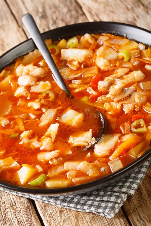 Bermuda Fish Chowder Closeup in the Plate. Vertical Stock Photo - Image ...