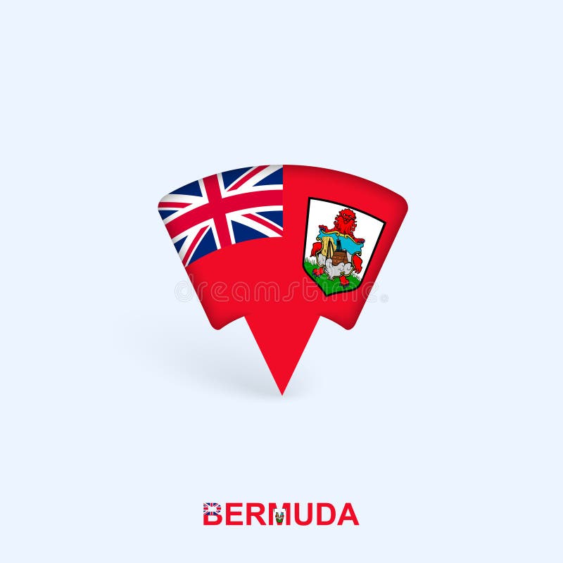 Bermuda Flag Map Pointer Design with Shadow Stock Illustration ...