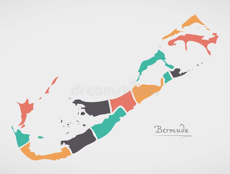 Bermuda Islands Map with States and Modern Round Shapes Stock Vector ...
