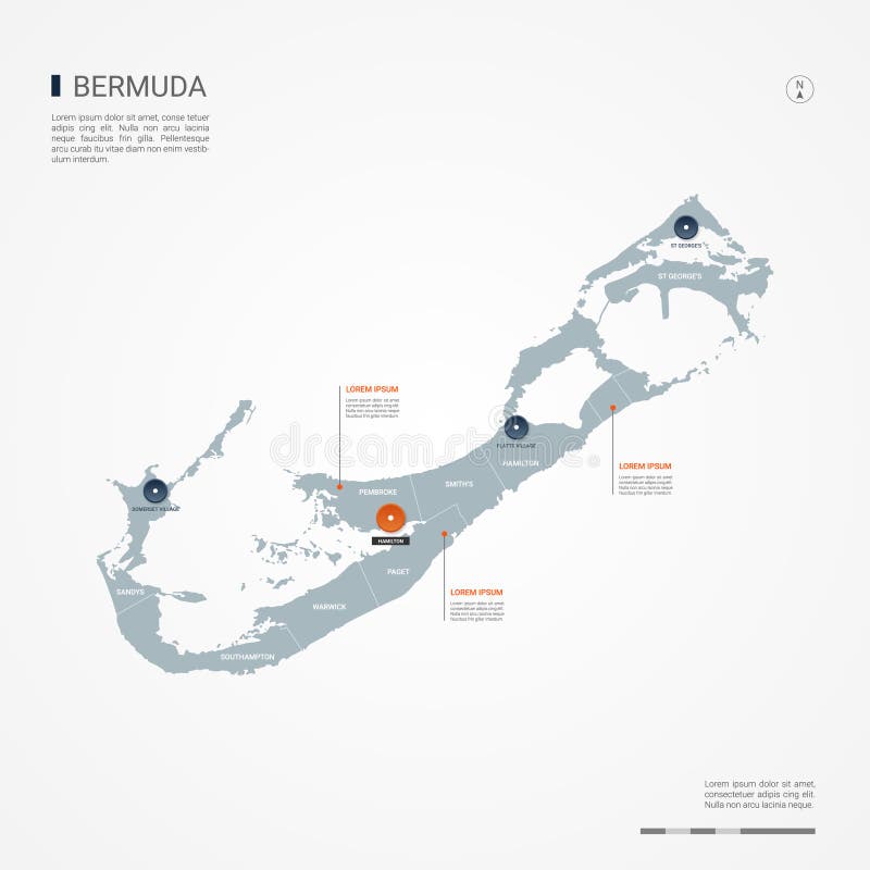 Vector Map of Bermuda. High Detailed Country Map with Division, Cities ...