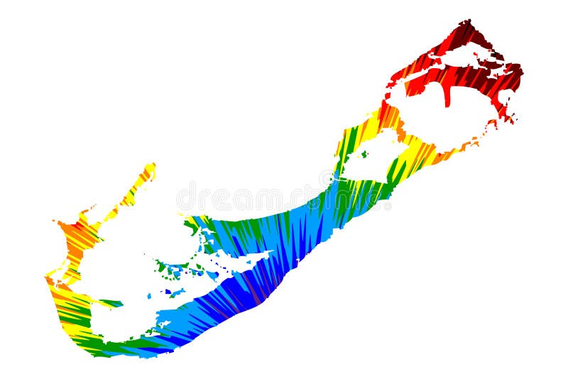 Bermuda - Map is Designed Rainbow Abstract Colorful Pattern Stock ...