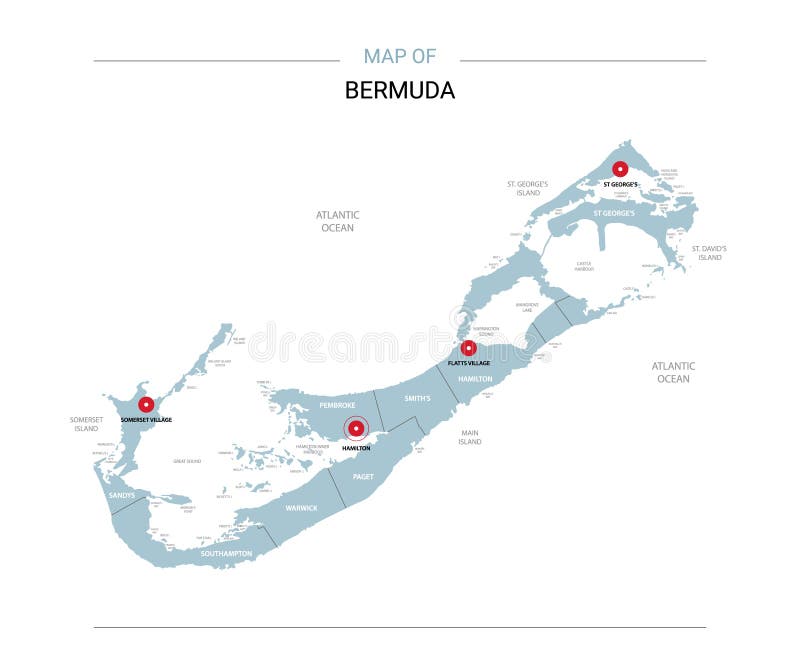 Vector Map of Bermuda. High Detailed Country Map with Division, Cities ...