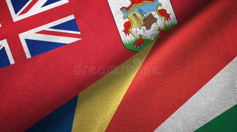 Bermuda and Seychelles Two Flags Textile Cloth, Fabric Texture Stock ...