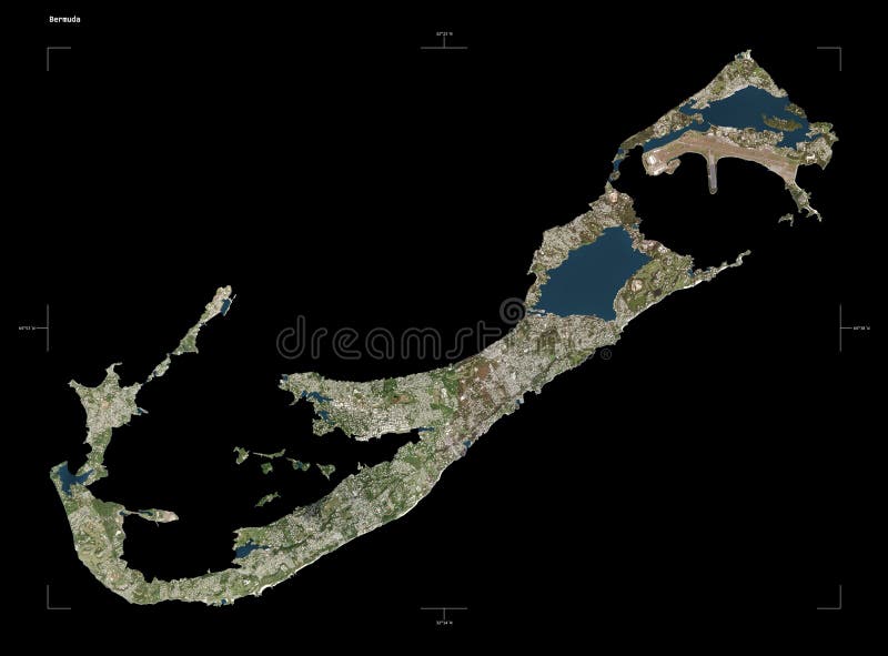 Bermuda Shape on Black. High-res Satellite Stock Illustration ...