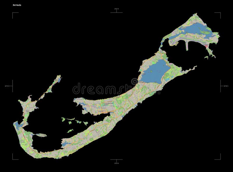 Bermuda Shape on Black. Topo Standard Stock Illustration - Illustration ...