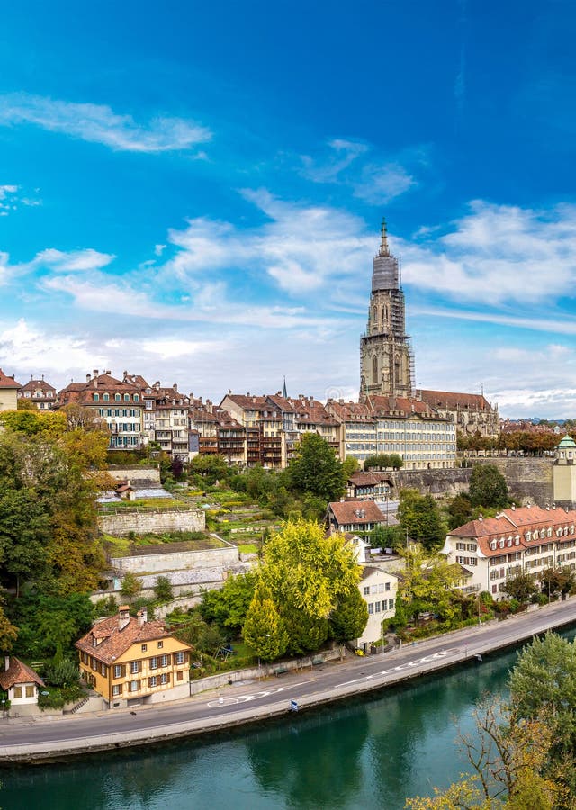 Bern and Berner Munster Cathedral Stock Photo - Image of aare, river ...