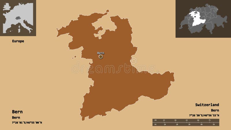 Bern Canton Outline Map Switzerland Stock Vector - Illustration of icon ...