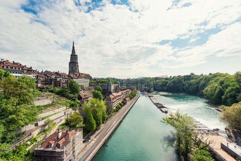 Bern City Along Aare River in Bern, Switzerland Stock Photo - Image of ...