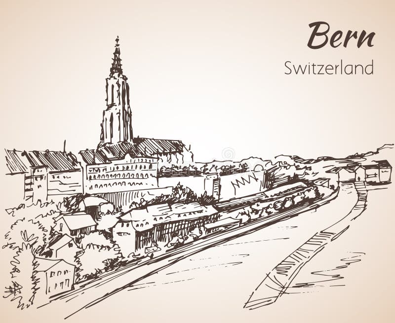 Bern Skyline Switzerland City Vector Linear Style Stock Vector ...