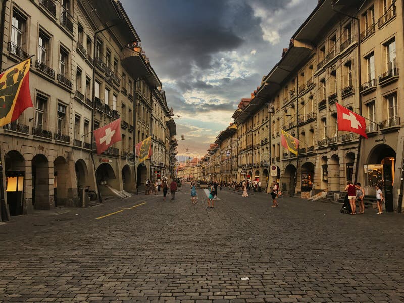 Bern Main Street. Switzerland Editorial Image - Image of tourism ...