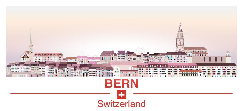 Bern Skyline in Bright Color Palette Vector Poster Stock Vector ...