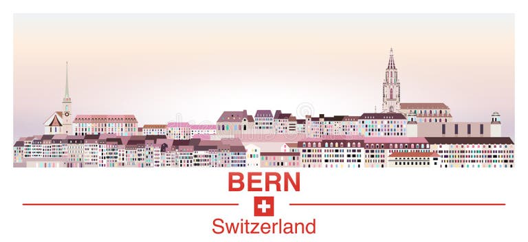Bern Skyline in Bright Color Palette Vector Poster Stock Vector ...