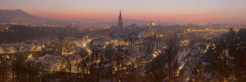 Bern at sunset. stock image. Image of bern, panoramic - 92174691