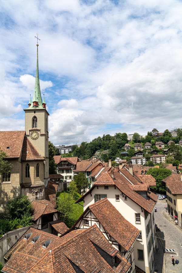 Typical Building Facade in Downtown Bern Switzerland, with Rooftops ...