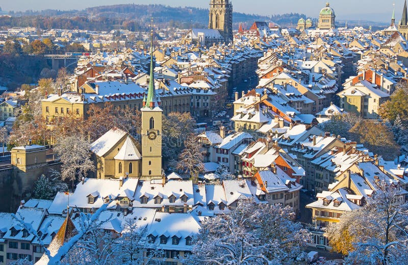 Winter Night in Bern, Switzerland Stock Image - Image of range, towers ...