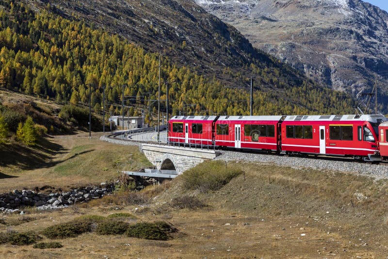 Bernina Diavolezza on the Bernina Express Line Stock Image - Image of ...