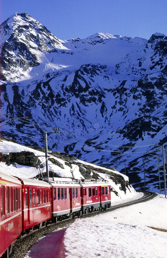 Bernina Express stock image. Image of snow, mountains - 2631755