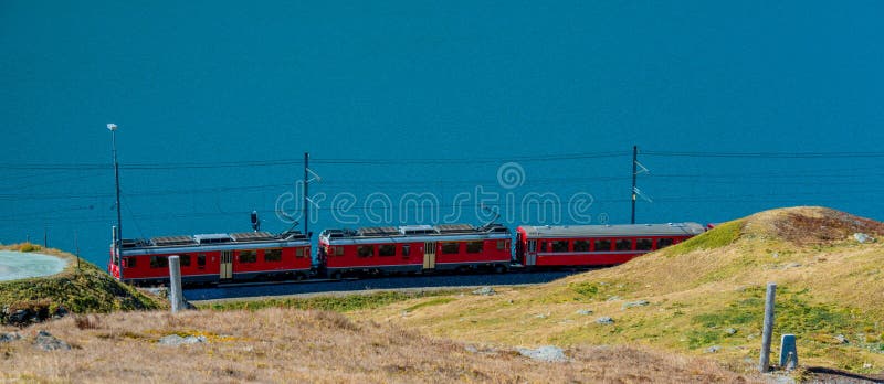 Bernina red train stock photo. Image of tourism, scenery - 231142542