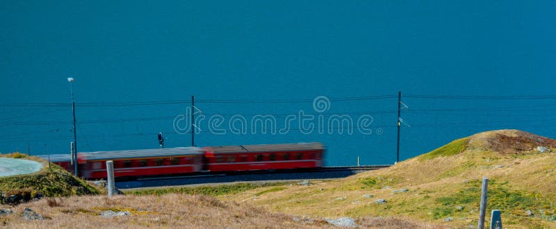 Bernina red train stock image. Image of bernina, unesco - 231142561