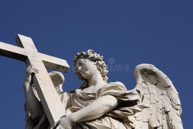 Angel Sculpture on San Angelo Bridge in Rome Stock Image - Image of ...
