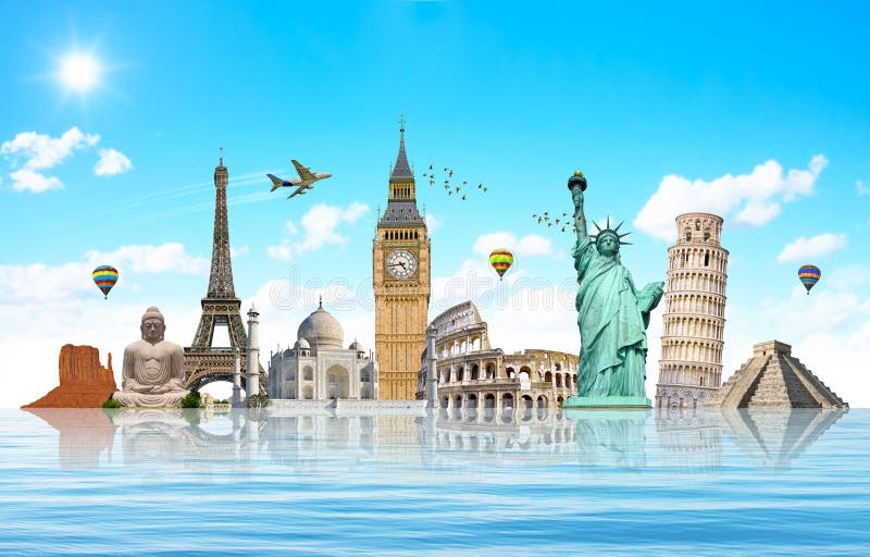 Beroemde Monumenten Van De Wereld Stock Illustratie - Illustration of ...