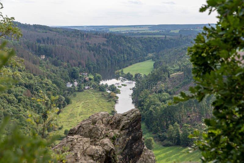 Berounka River between Mountains Covered in Forests in the Czech ...