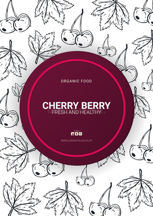 Berries Banner with Cherry. Food Design Template with Berry. Stock ...