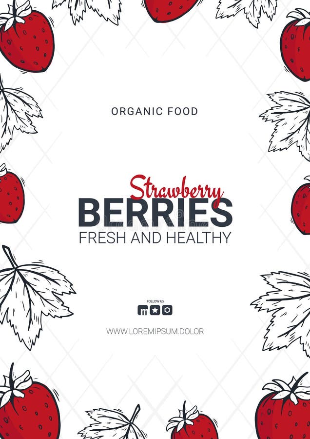 Berries Banner with Strawberries. Food Design Template with Berry ...