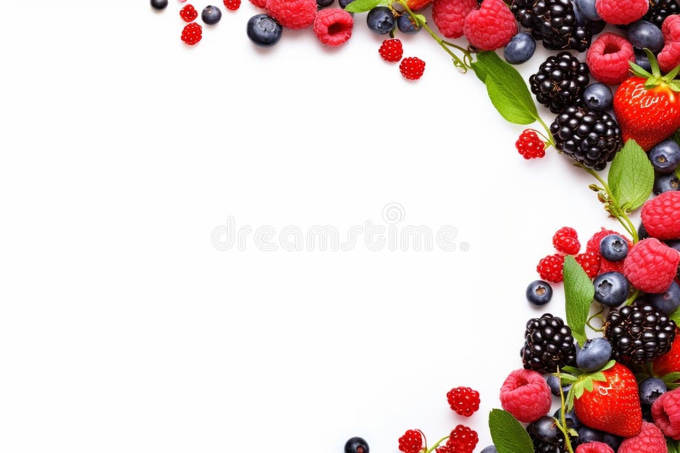 Berries Border Isolated on White Background with Copy Space for Your ...