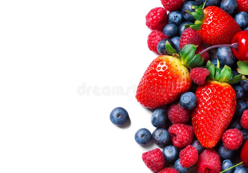 Berries Border. Organic Berry Closeup Stock Photo - Image of isolated ...