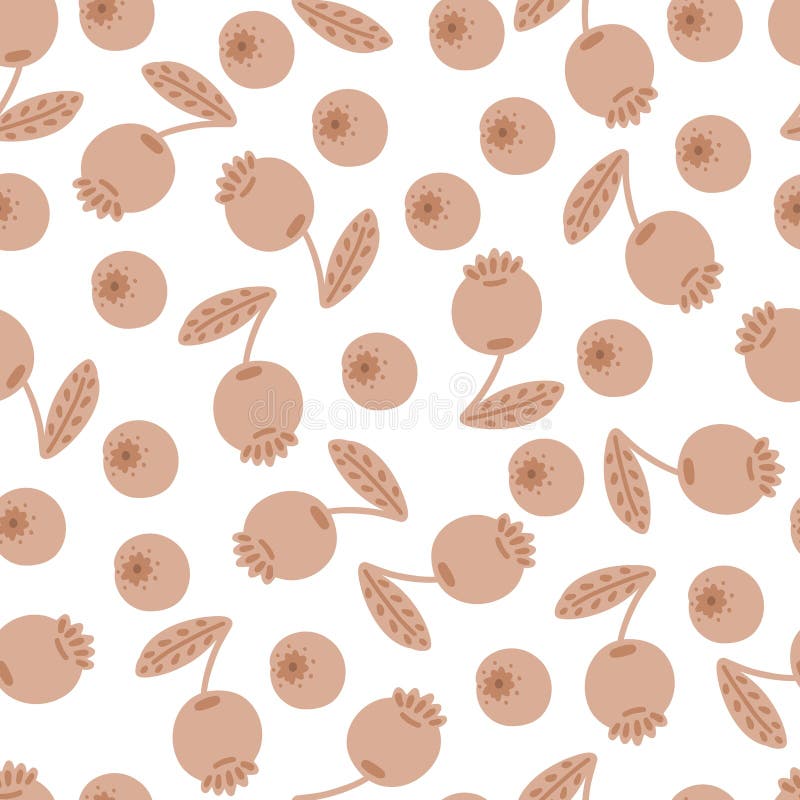 Berries Brown Pastel Flat Design Children Seamless Pattern Stock Vector ...